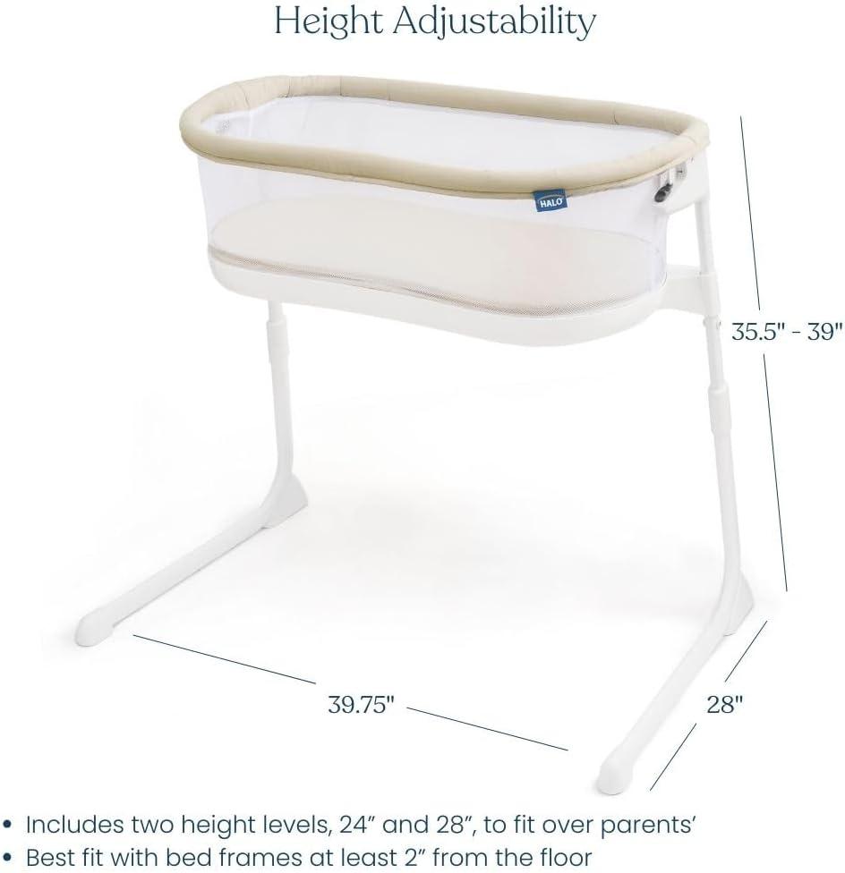 HALO® BassiNest® Lite – Breathable Baby Bassinet Slides Over Bed with ...
